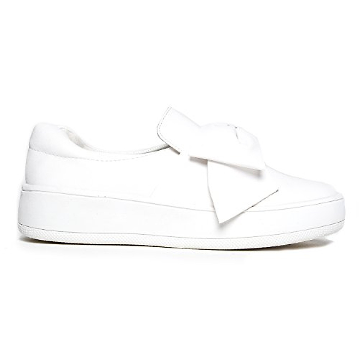 J. Adams Wally Platform Sneakers for Women - Comfortable Slip On Shoes with Bow - White Vegan Nubuck - 11