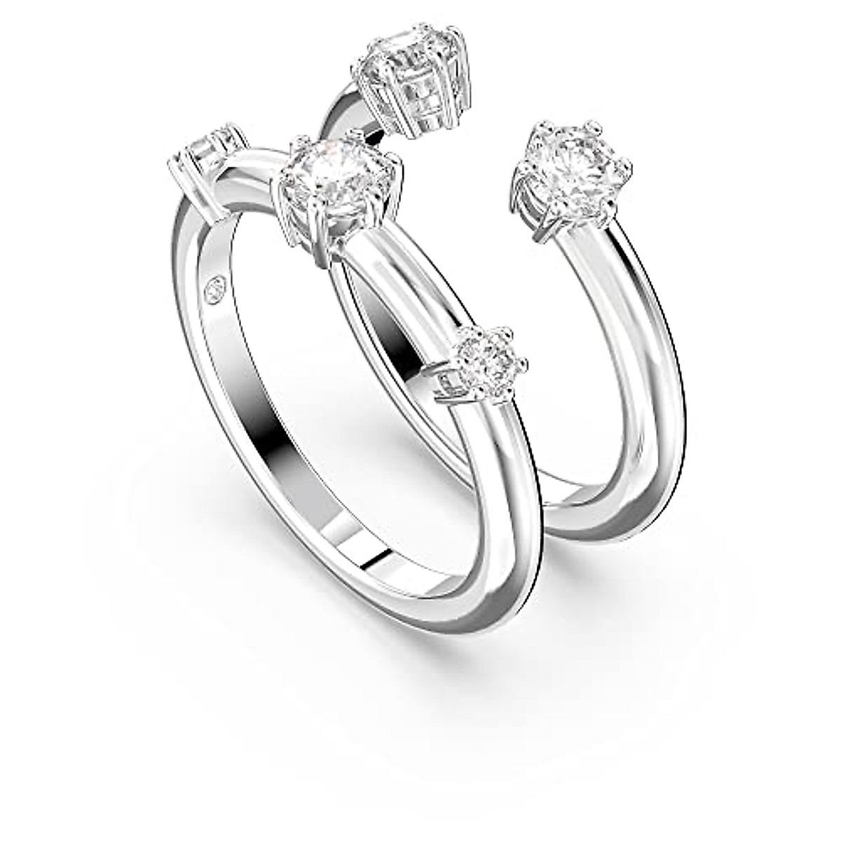 SWAROVSKI Constella ring, Set (2), Round cut, White, Rhodium plated