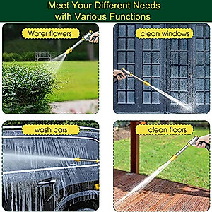 Upgrade Water Hose Nozzle Long Rod Garden Hose Nozzle Heavy Duty metal Brass sprayer 360° Rotaing spray gun for car wash, Plants and Lawn,Patio Gardening, Pets Shower Hose Nozzle + Quick Connector