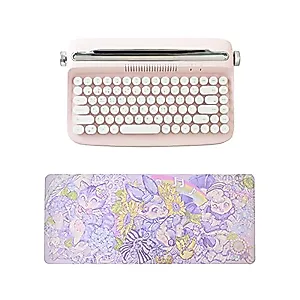 YUNZII ACTTO B303 Retro Bluetooth Typewriter Keyboard (English, Baby Pink),Garden Cats Desk Mat