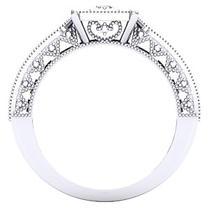 Dazzlingrock Collection 0.10 Carat (Ctw) Sterling Silver Round White Diamond Bridal Millgrain Engagement Ring 1/10 CT, Size 5.5