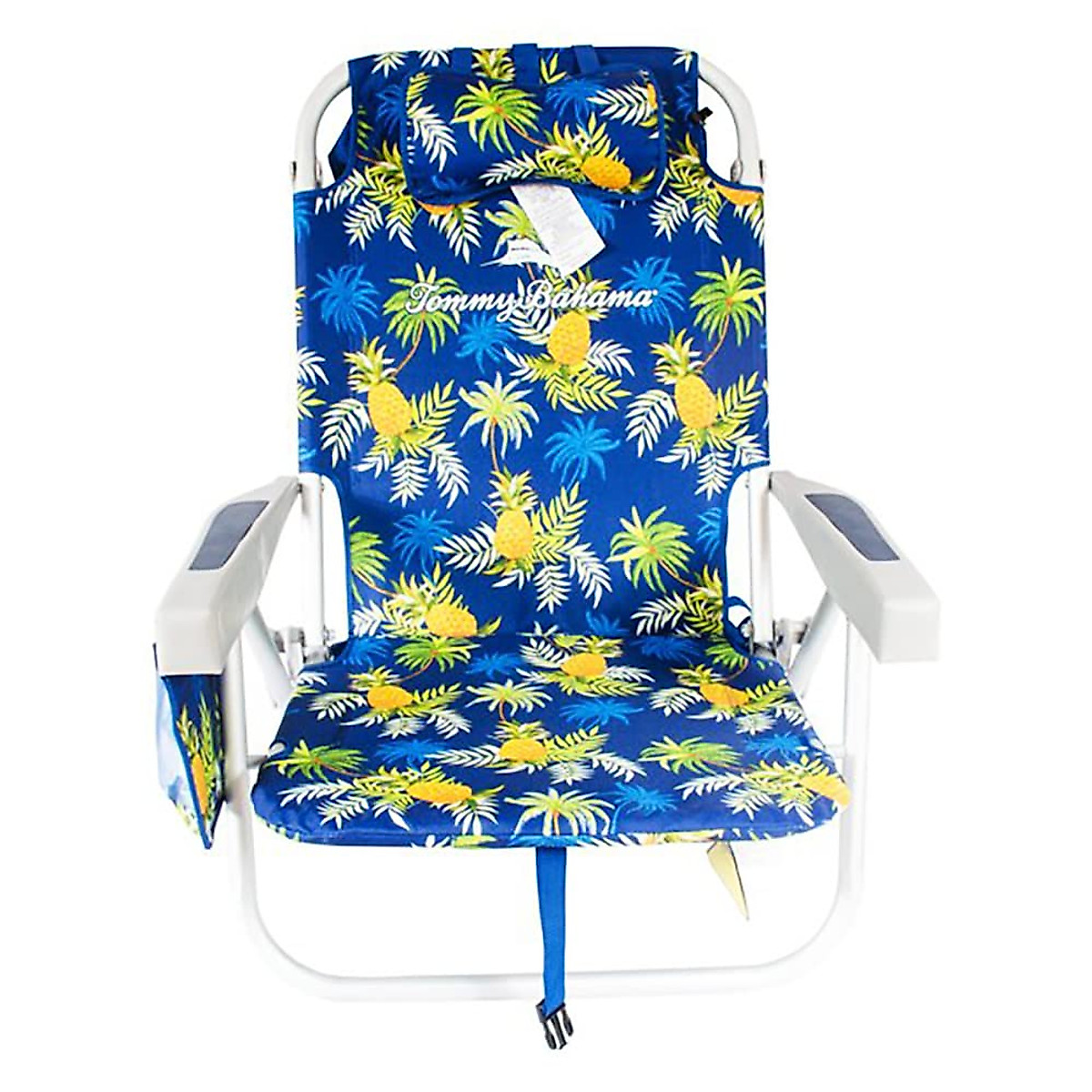 2 Tommy Bahama Backpack Beach Chairs, Aluminum, Blue/Pineapple