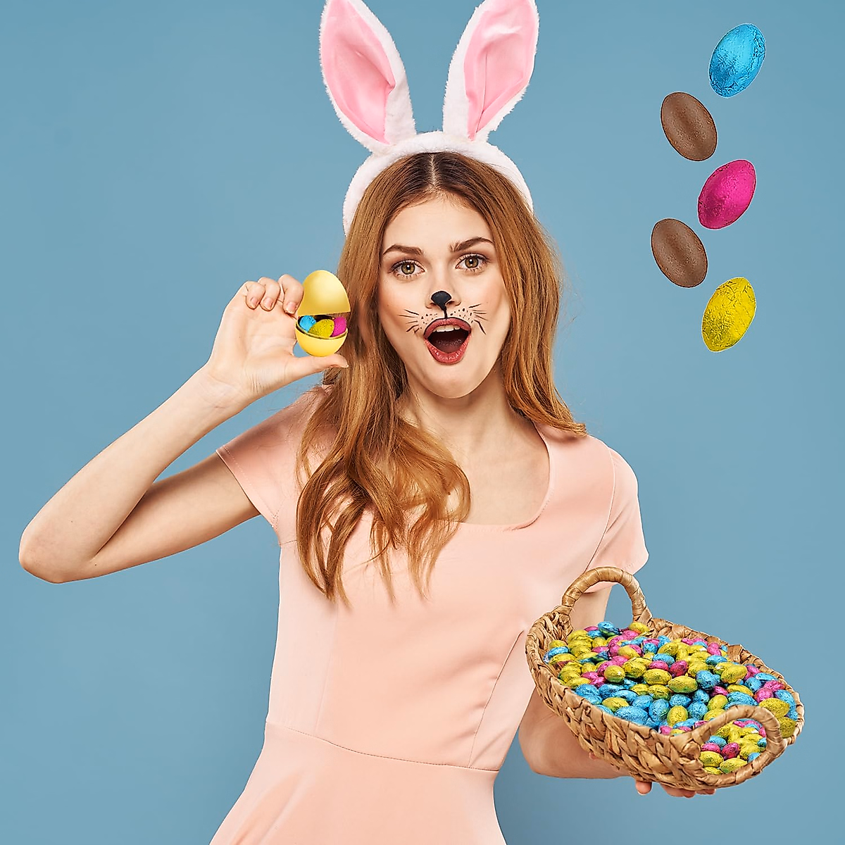 Easter Chocolate Eggs, Multicolored Foil Wrapped Milk Chocolate, Kosher Half-Pound Approx. 45 Eggs