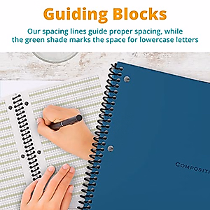 Channie's Youth Composition Notebook - Handwriting Practice, Improvement Journal for Kids, Older Learners, & Special Needs Students, Calligraphy Workbook with Special Writing Blocks, Blue