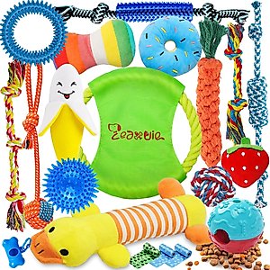 Zeaxuie 20 Pack Diversified Puppy Toys, Puppy Chew Toys for Teething Dogs with Dog Squeaky Toys, Dog Treat Balls & Rope Toys for Small Dogs