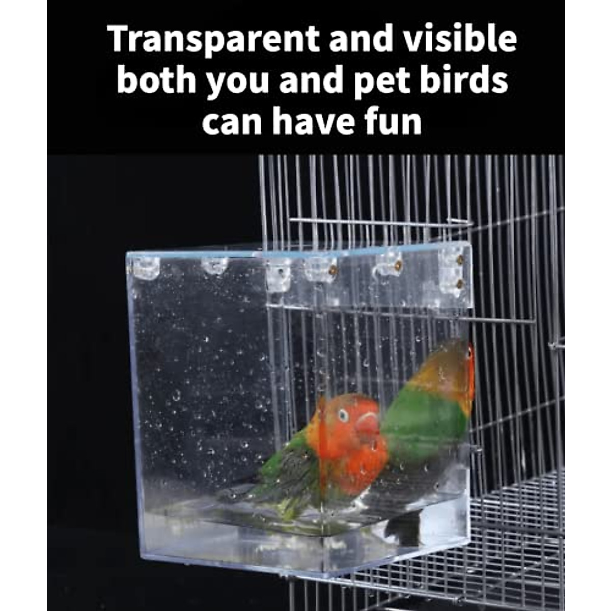 Bath Cage, Cleaning Pet Supplies Cockatiel Bird Bathtub with Water Injector for Small and Medium Birds Parrots Spacious Parakeets Portable Shower for Square Birdcage