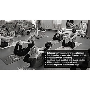 Atmananda Black Yoga Mat, Premium Natural Rubber Top, Educational Alignment Lines, Good for all Yoga Styles, Lightweight, Designed to Help Protect Your Joints (Large (5'7" & above), Bronze)