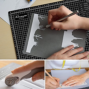 Headley Tools 18"x12" Thickened Self Healing Cutting Mat, A3 Rotary Cutting Sewing Mat for Crafts, Double Sided 5-Ply Table Cutting Board for Fabric Quilting Leather Hobby Project, Grey/Black