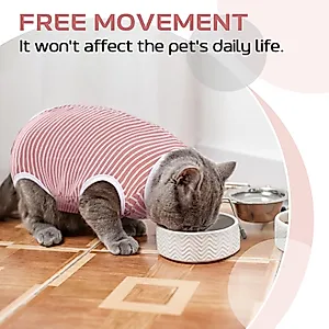 QBLEEV Cat Recovery Suit, Cat Surgery Recovery Suit Female, Kitten Cat Onesie for Cats After Surgery, Pet Cat Spay Surgical Recovery Suit Soft Cat Clothes Abdominal Wound Skin Diseases Protection L