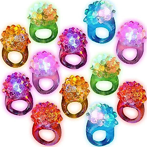 HND® Novety LED Flashing Light Up Jelly Bumpy Ring, For Party,Cutumes,Birthday,Wedding And Any Celebrations. 24-Pack