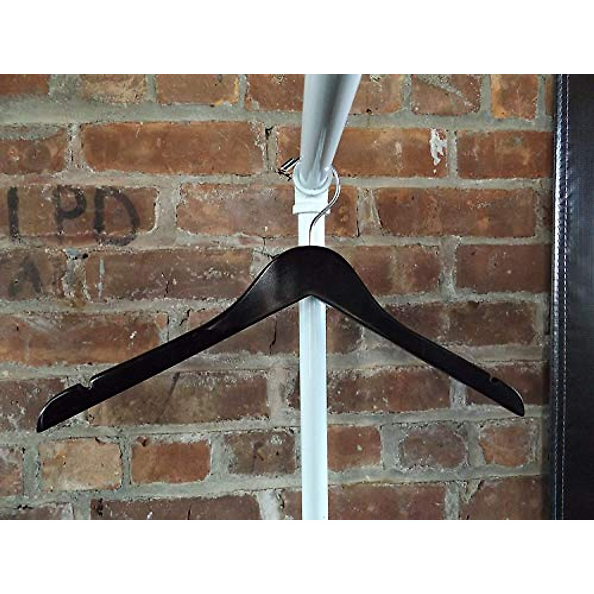 NAHANCO 8217CHNOBAR20 17” Wooden Top Hanger, Flat with Notches, Chrome Hook, Black (Pack of 20)
