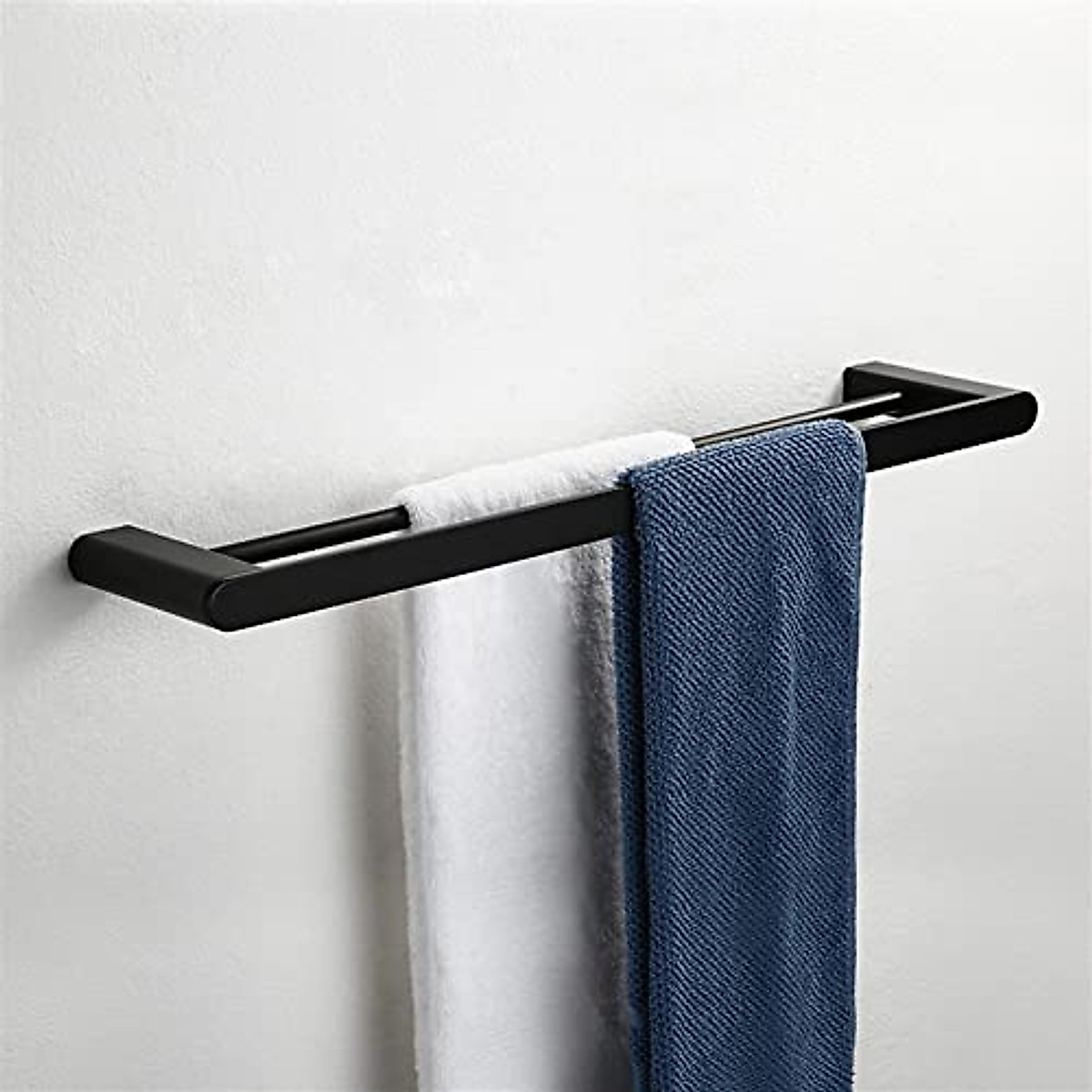 Bath Towel Bar Nordic Black 304 Stainless Steel Towel Rack, Double-bar Towel Rail, Toilet Rack, Bathroom Hardware Pendant Towel Holder (Color : 50cm)
