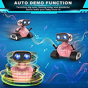 Hamourd Robot Toys for Girls, Rechargeable Remote Control Robots, Toy Robot with Auto-Demonstration, Flexible Head & Arms, Dance Moves, Music, and Shining LED Eyes, Girls Toys Age 6-8 2-7