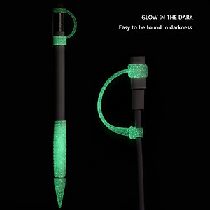 [5-Piece] MEKO Accessories for Apple Pencil Cap Holder/Nib Cover/Lightning Cable Adapter Tether/ 2 in 1 Fiber Cap as Stylus/Soft Silicone Protective Grip for iPad Pro Pencil