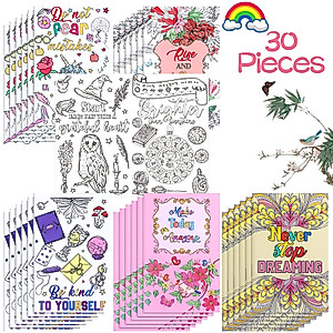 30 Pcs Inspirational Coloring Book Bulk Motivational Coloring Books for Kids Adult Mandala Coloring Books Stress Relieving Back to School Gifts