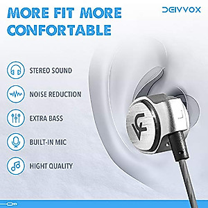 DEIVVOX D0218 Wired Earbuds with Microphone in Ear Headphones - Volume Control Mic - Balanced Sound with Extra Bass - Earphones Noise Isolating - Headset for Cell Phones Samsung Sony LG - Jack 3.5 mm