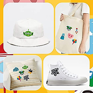 9 Pcs Toy Inspired Iron on Patches Cute Cartoon Movie Sew on Embroidered Applique Decorative Repair Patch Emblem DIY Crafts Projects for Clothing Jacket Jeans Pants Dress Backpack Hat Gift