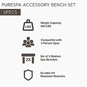 Intex 28514E 2 Medium PureSpa Accessories Benches, Compatible w/ 4 Person Spas, Combines to Create A Larger Bench, Flat Storage, 350 Pound Capacity