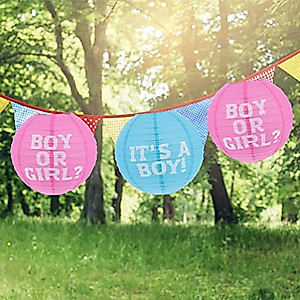 Gadpiparty Gender Reveal Hanging Ornament 3Pcs Party Paper Lanterns Baby Shower Lanterns Round Folding Lanterns Its a Boy Lanterns Birthday Party Hanging Decorations (Sky- Blue) Japandi Decor