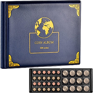 Coin Collection Supplies Holder Book for Collectors and 12 Sheets Money Binder Book Holder Page Protectors Bundle