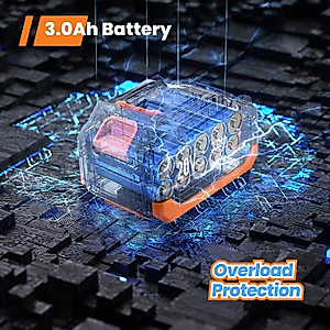 GoGonova 20V Cordless Leaf Blower, 3.0AH Electric Leaf Blower with 330CFM Power and 6 Speeds, Battery and Charger Included, Ideal for Lawn Care, Yard Work, Snow Blowing