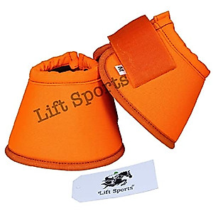 Lift Sports Horse Bell Boots 8 Colors Over Reach No Turn Bell Boots Wrap Tack Protection Equine (Medium, Orange)