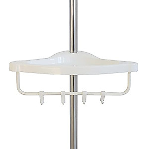 LiFuJunDong 4 Tier Corner Shower Caddy Tension Pole, Shower Organizer Tension Pole Shower Basket Shelves Adjustable Height Adjustable Shower Caddy for Bathtub