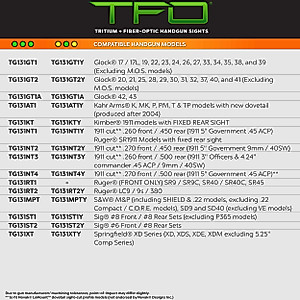TRUGLO Brite-Site TFO Green Kimber Handgun Sights (TG131KT)