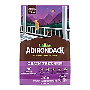Adirondack Cat Food Made in USA [Limited Ingredient Grain Free Cat Food], Indoor Cat Food Dry, Chicken and Chicken Meal Recipe, 11 lb. Bag