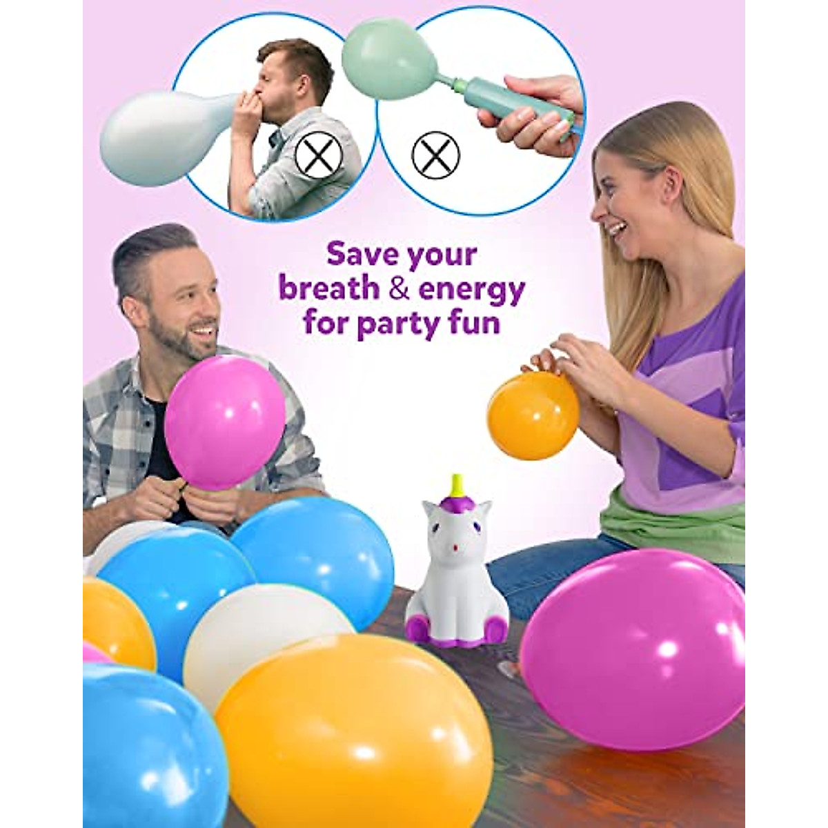 Coogam Unicorn Balloon Pump, Electric Air Ballon Blower, Portable Inflator for Party Wedding Birthday Xmas Baby Shower DIY Decoration (White)