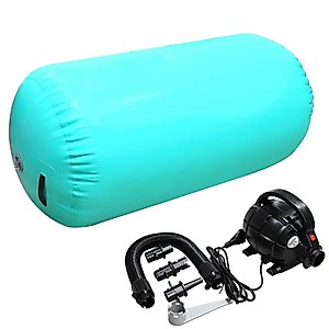 GLANT Air Mat Tumble Track AirSpot - Gymnastics Training Springboard - Round Inflatable Springboard (Air Roller-Mint GREEN（WIth Pump）, (Diam)23.6in*（H）39.4in)