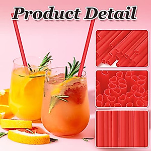 Whaline 100Pcs Valentine's Day Plastic Straws Heart Shape Red Drinking Straws Sweet Disposable Coffee Milk Straws Individually Wrapped Straws for Wedding Bridal Shower Birthday Party Supplies