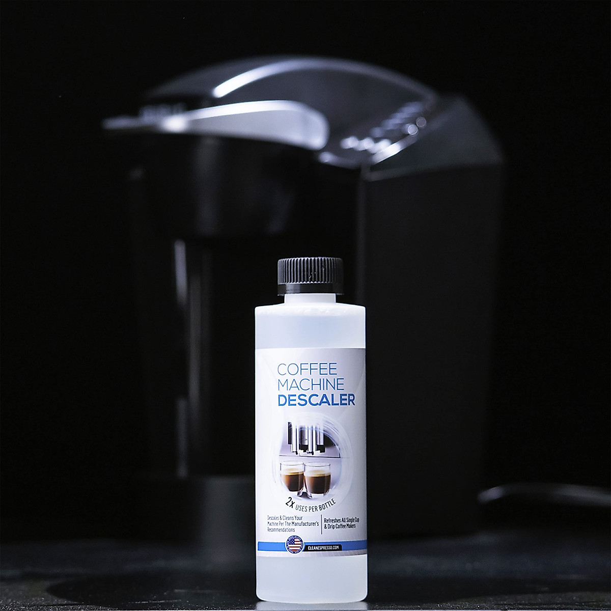 Descaling Solution for Coffee & Espresso Machines - 2 Bottle Pack (4 Uses) - Universally Compatible Descaler Cleaner for Keurig, Breville, Nespresso, Delonghi & All Single Use or Drip Machines