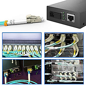 Fiber Patch Cable, VANDESAIL 10G Gigabit Fiber Optic Cables with LC to LC Multimode OM3 Duplex 50/125 OFNP (1M, OM3-5Pack)