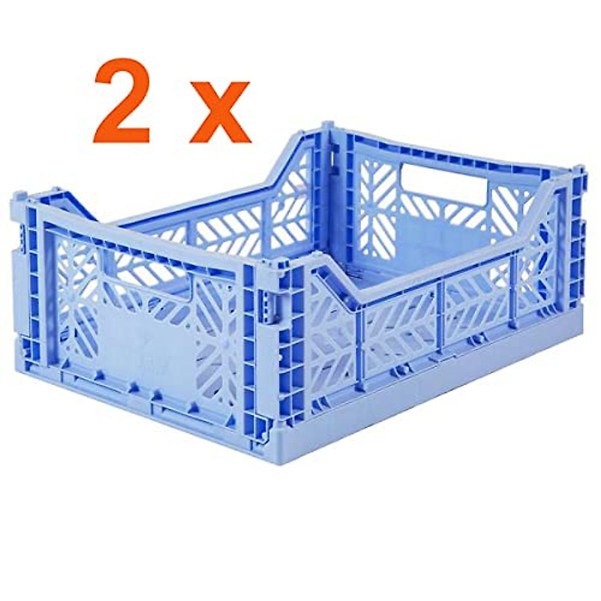 2 x AY-KASA - Midi-Box (Orange) Collapsible Storage Bin Container Basket Tote, Folding Basket Crate Container : Storage, Kitchen, Houseware Utility Basket Tote Crate