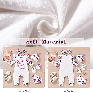 Aalizzwell Preemie Baby Girls Floral Romper Infant Fall Winter Clothes Premature Coming Home Outfit Princess Arrived Floral Clothing