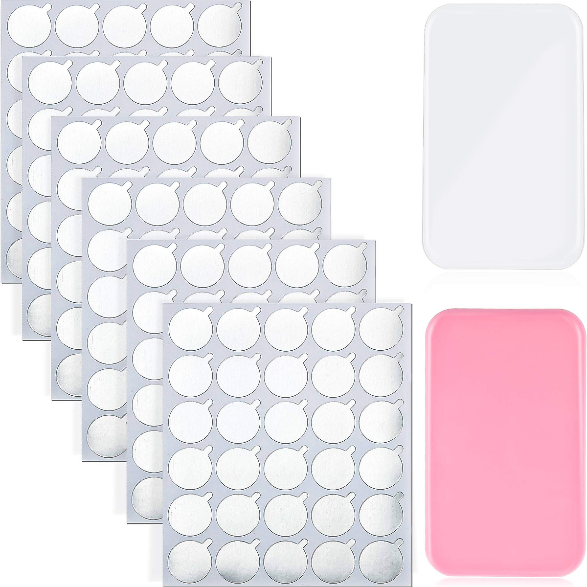 Mudder 900 Pcs 1 Inch Disposable Eyelash Glue Holder and 2 Pcs Reusable Eyelash Pad Stand, Pallet Eyelash Extension Glue Sticker Pads Set for Makeup Tool Supply