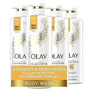Olay Cleansing & Firming Body Wash with Vitamin B3 and Collagen, 26 fl oz (Pack of 4), White