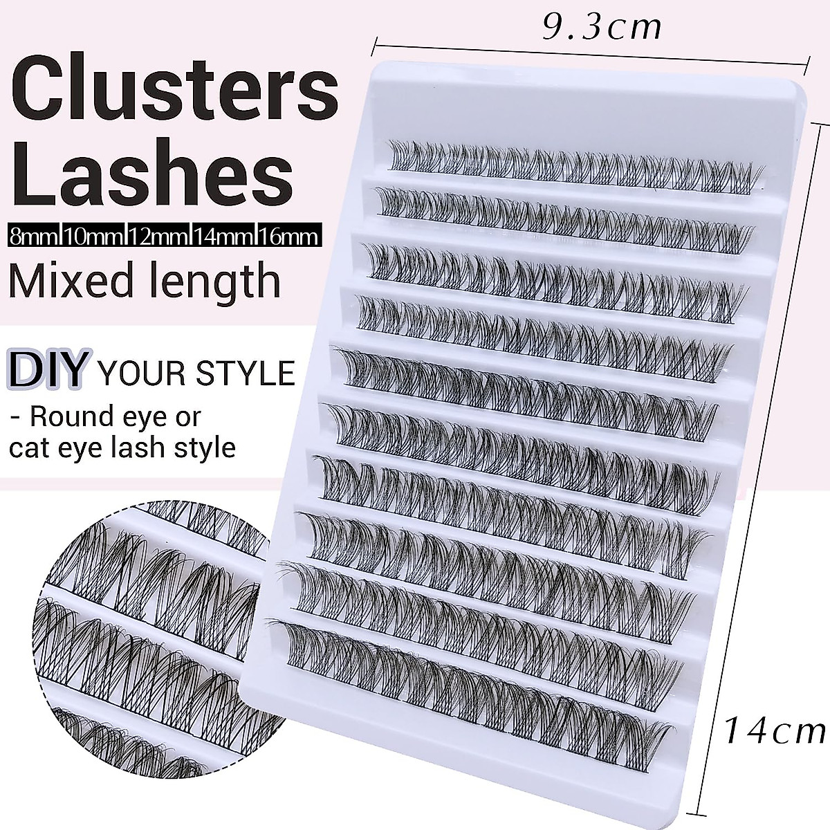 DIY Lash Clusters 140 PCS D Curl Individual Lash Extension Wisps Mixed Length 8-16mm Mink Lashes Volume Natural Look Eyelashes Cluster(D004))