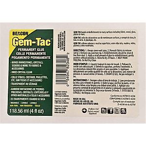 Beacon Gem-Tac Permanent Adhesive, 4-Ounce - 2 Pack