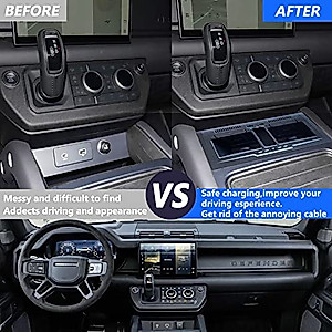 KZICWN New Center Console Car Wireless Charger Tray for Land Rover Defender (2020-2023) All Models,15W Fast Charger for Defender 90 110 130 X/X-DYNAMIC/V8/CARPATHIAN for I-Phone Sam-sung etc Qi Phones