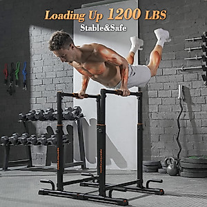 Sportsroyals Dip Bar, Adjustable Parallel Bars for Home Use, Dip Station with 6 Height Level & 1200LBS Weight Limit