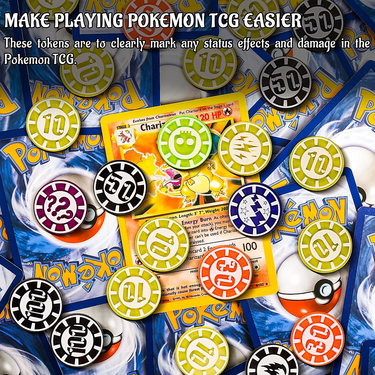 CZYY Damage and Status Counters Set of 24 Acrylic Effect Tokens Combatible with TCG