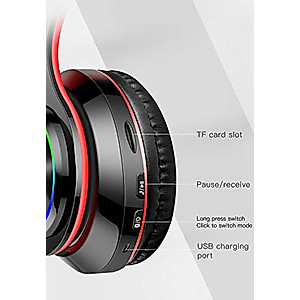 Amazing 7 LED Bluetooth Headphones with 8Hours Playtime, Wireless Headsets Over Ear, Hi-Fi Stereo, Multi-Colored Breathing Led, Built-in Mic, Snug Fit Earphones for Game Video DJ (White)