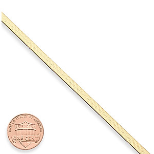 Miabella 925 Sterling Silver Italian Solid 3.5mm Flexible Flat Herringbone Link Chain Anklet Ankle Bracelet for Women, Made in Italy (yellow-gold-plated-silver, 11 Inches)