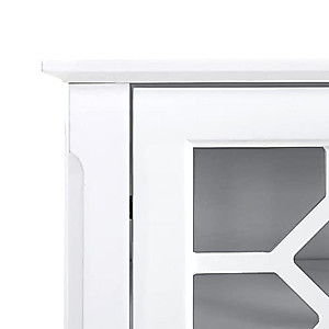 HOMCOM Sideboard Buffet Cabinet, Kitchen Storage Cabinet, Double Glass Door Accent Cabinet with Adjustable Shelves for Entryway, Living Room, White