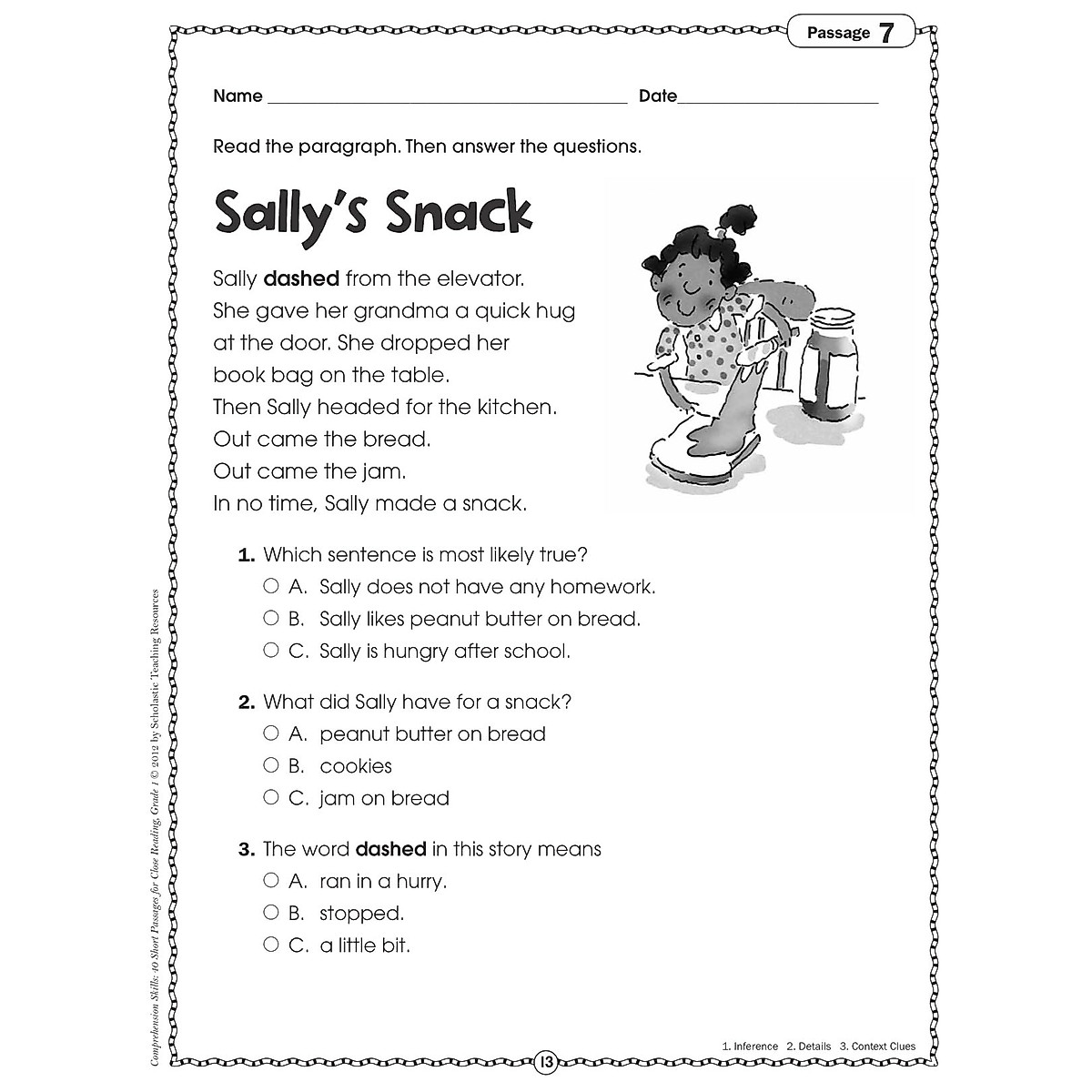 Comprehension Skills: Short Passages for Close Reading: Grade 1