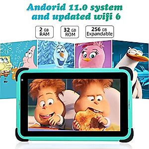 weelikeit Kids Tablet 7 inch Android 11, Learning Tablet for Children, 2GB + 32GB Toddler Tablets with YouTube, Netflix, WiFi 6, Bluetooth 5.0, Dual Camera, Shockproof Case, Stand, Stylus(Green)