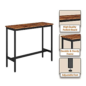 CIPACHO Bar Table and Chairs Set,3-Piece Dining Table Set,Industrial Counter Height Pub Coffee Bar Table Set with 2 stools for Kitchen, Living Room (Rustic Brown, 43.31’’L*15.75’’W*35.43’’H)