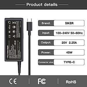 45W Type C USB C Charger Adapter for HP Chromebook X360 14-CA000 11-ae000 14-ca051wm 14-ca052wm 14-ca091wm ca061dx,11-ae051wm 11-ae001tu 11-ae027nr;12-c012dx 918337-001 844205-850 28769-001